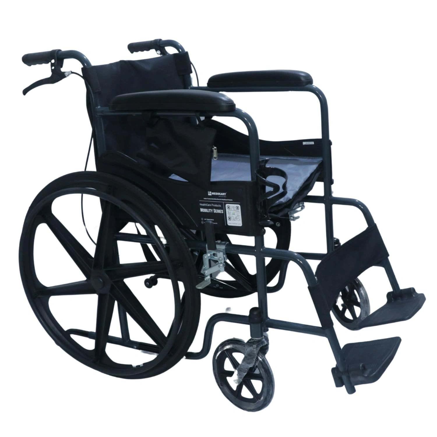 Medikart Premium Foldable Wheelchair | Dual Cushions | Adjustable ...